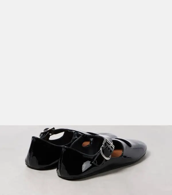 Alaïa Criss Cross Patent Leather Ballet Flats - Black