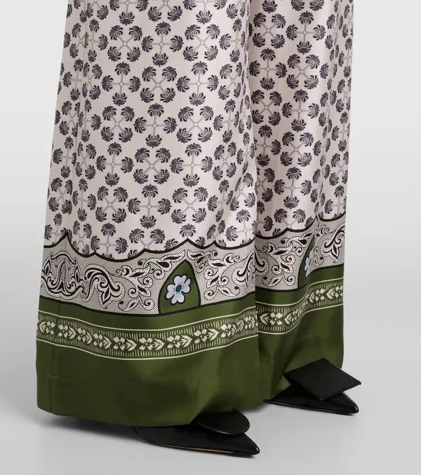 La DoubleJ Printed Silk Twill Palazzo Pants