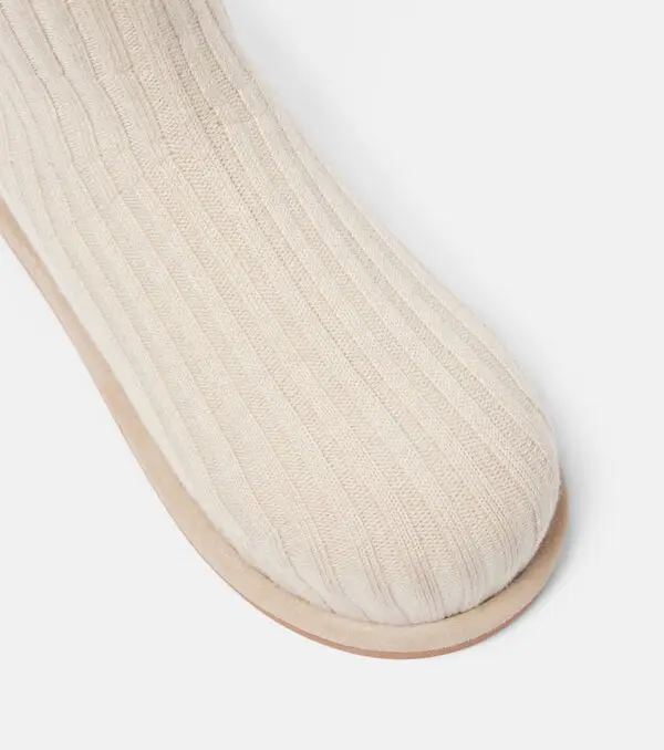 Amina Muaddi Veneda 15 Knee-high Sock Boots - Beige