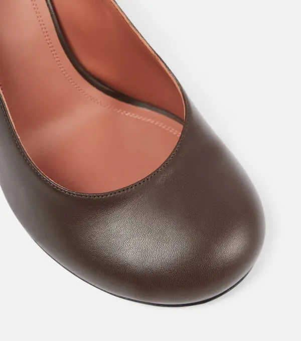 Amina Muaddi Iris 95 Leather Pumps - Brown