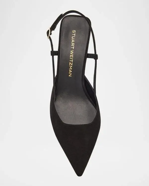 STUART WEITZMAN Vinnie Suede Slingback Pumps - Black
