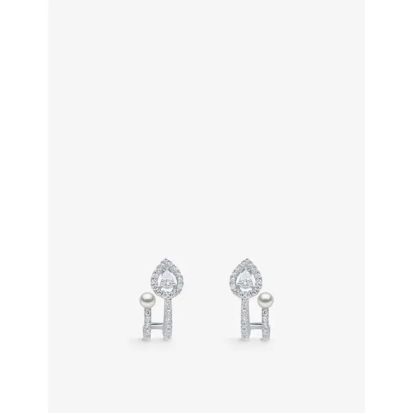 Yoko London Baby Glitz Akoya Pearl And Diamond Earrings - White Gold