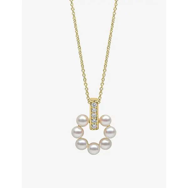 Yoko London Eclipse Akoya Pearl And Diamond Pendant Necklace - Yellow Gold
