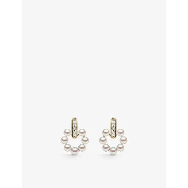 Yoko London Eclipse Akoya Pearl And Diamond Drop Earrings - Yellow Gold