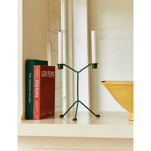 HAY Wire Twisted Steel Candleholder - Green