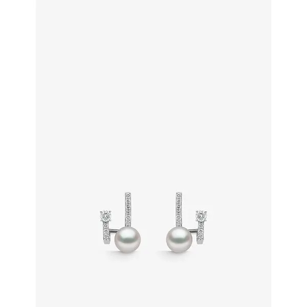 Yoko London Jazz Akoya Pearl And Diamond Earrings - White Gold