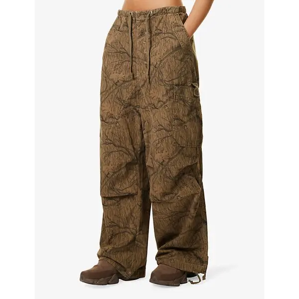 JADED LONDON Parachute Camouflage Wide-leg High-rise Trousers