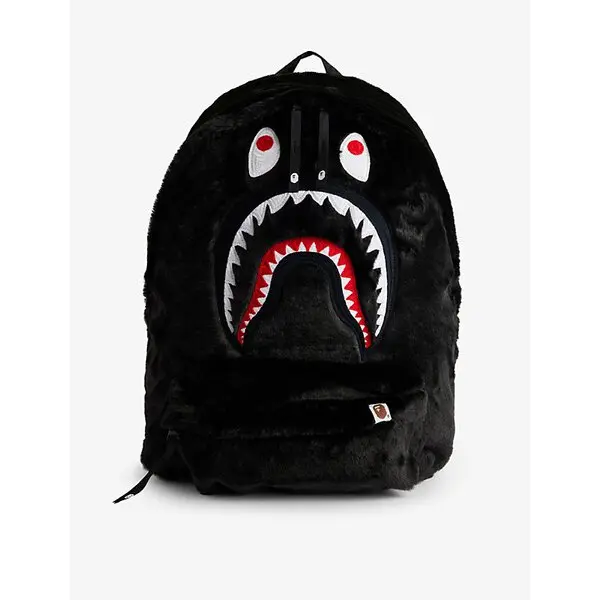 A Bathing Ape Shark Faux-Fur Backpack - Black | Editorialist
