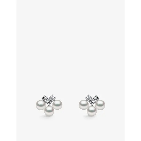Yoko London 18ct White-gold Diamond And Akoya Pearl Stud Earrings - White Gold