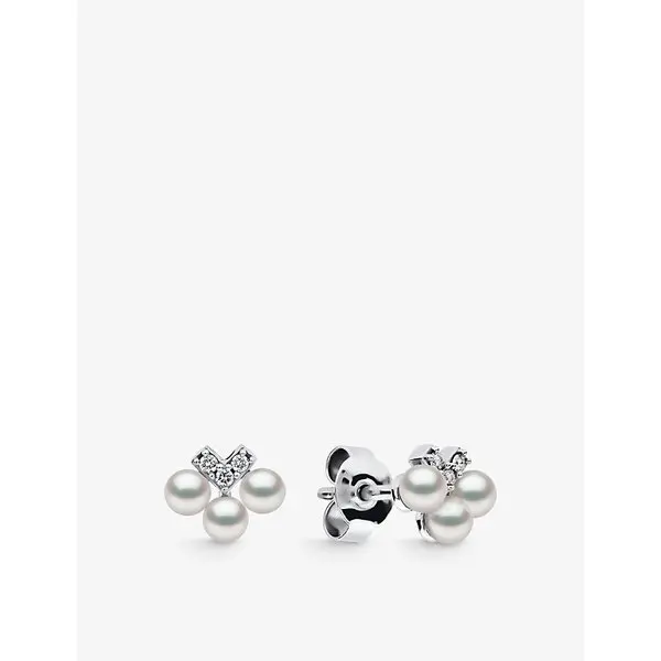 Yoko London 18ct White-gold Diamond And Akoya Pearl Stud Earrings