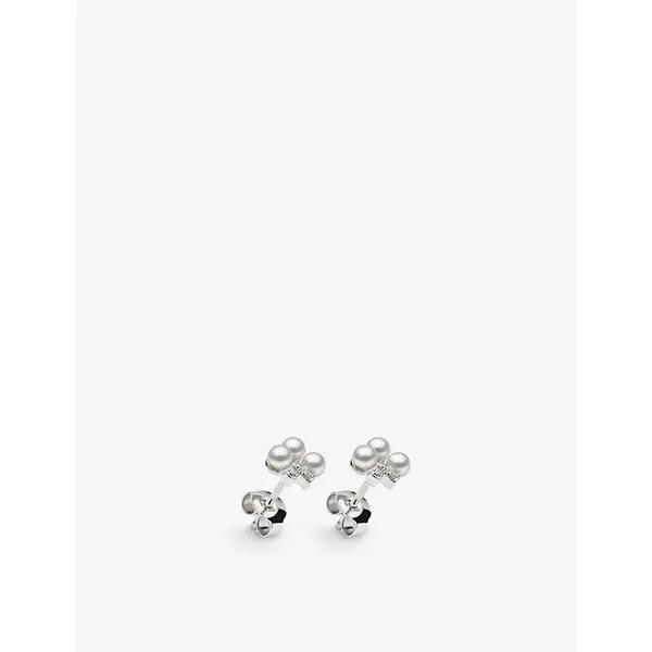 Yoko London 18ct White-gold Diamond And Akoya Pearl Stud Earrings