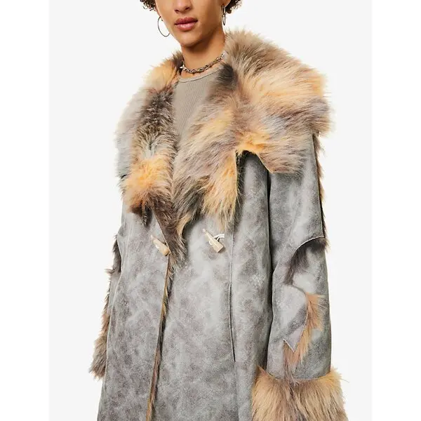 Jaded London Alpha Faux-Leather Coat - Grey | Editorialist