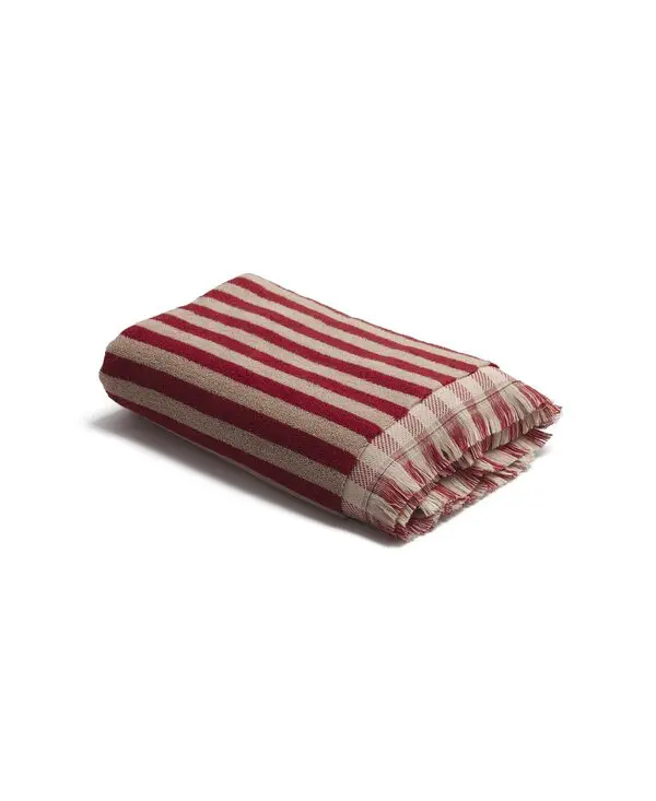 PIGLET IN BED Pembroke Stripe Bath Towel - Sandstone Red