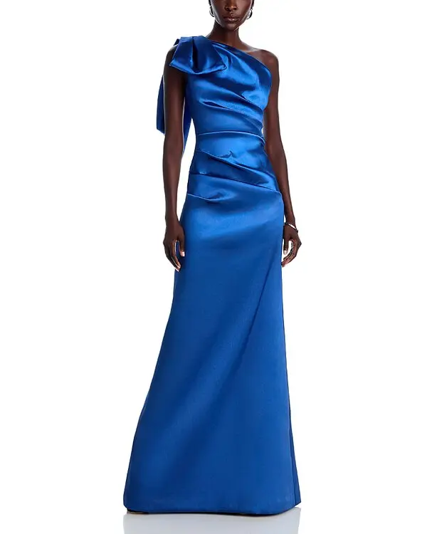 aqua embroidered scalloped mini dress Teri Jon By Rickie Freeman Women's Floral Off-The-Shoulder Gown - Black Metallic