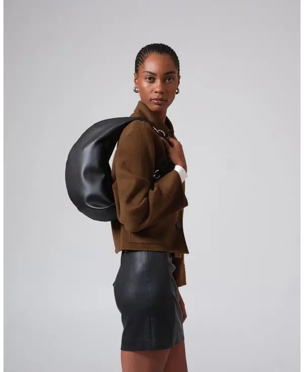 HYER GOODS 3-in-1 Convertible Hobo Crescent Bag - Black Silver