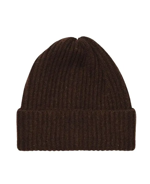 HYER GOODS Upcycled Cashmere Rib Beanie - Chocolate Brown