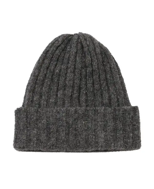 HYER GOODS Upcycled Alpaca Wool Chunky Rib Beanie - Charcoal
