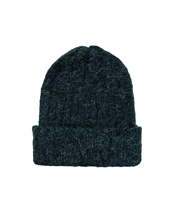 HYER GOODS Upcycled Alpaca Wool Chunky Rib Beanie - Emerald