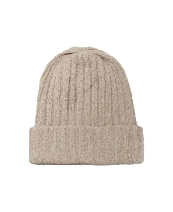 HYER GOODS Upcycled Alpaca Wool Chunky Rib Beanie - Oatmeal