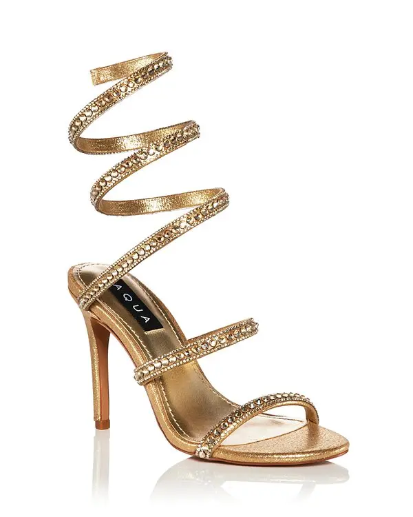 Aqua Dyon Wrapping High Heel Sandals - Gold