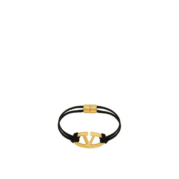 Valentino Garavani Vlogo Cotton Bracelet - Black