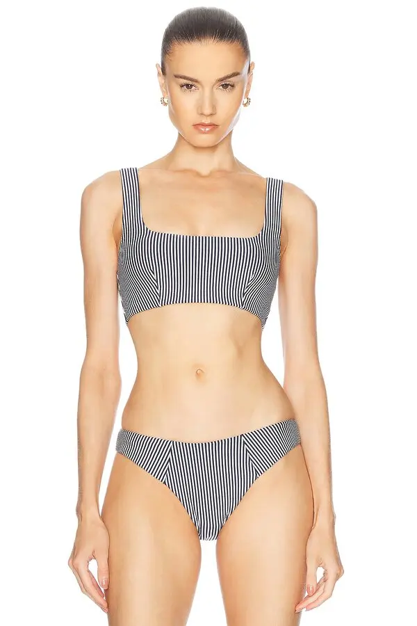 Simkhai Huxley Seamed Bikini Top - Midnight Stripe