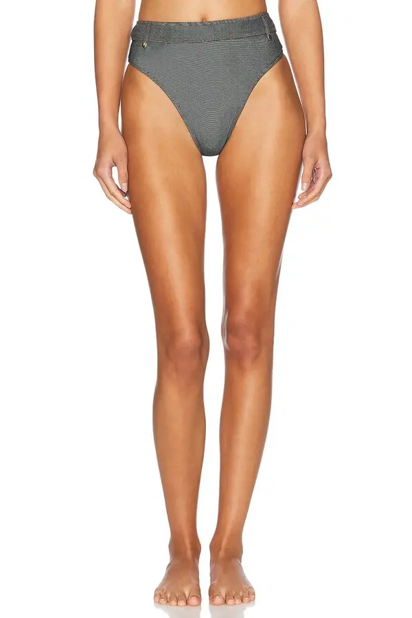 TROPIC OF C Denim High-rise Bikini Bottom - Black