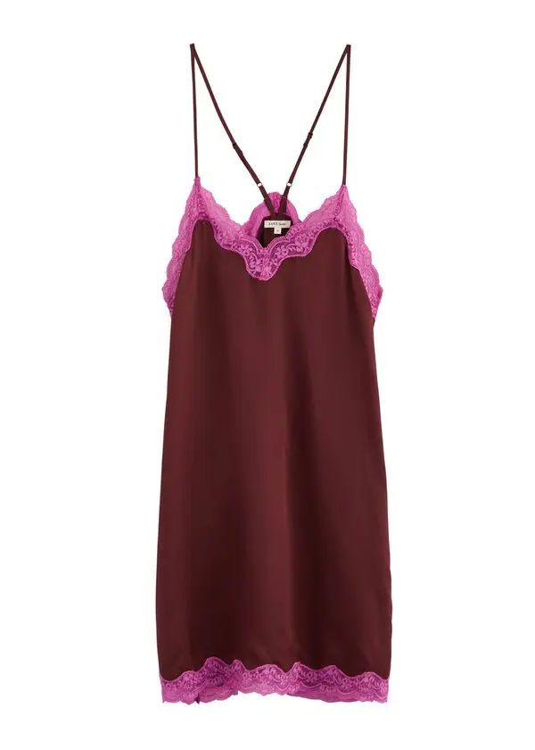 Love Stories Willow Lace-trimmed Silk Chemise - Burgundy