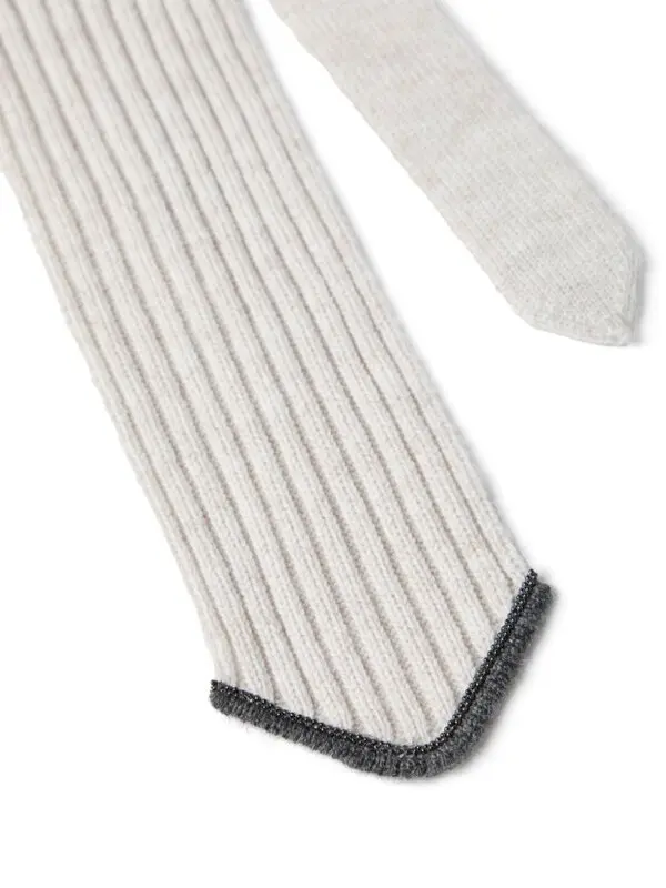 Brunello Cucinelli Rib Knit Tie With Monili