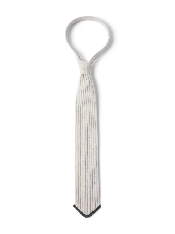 Brunello Cucinelli Rib Knit Tie With Monili