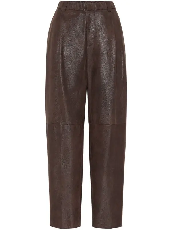 Brunello Cucinelli Straight-leg Leather Trousers