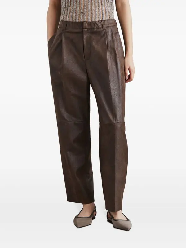 Brunello Cucinelli Straight-leg Leather Trousers