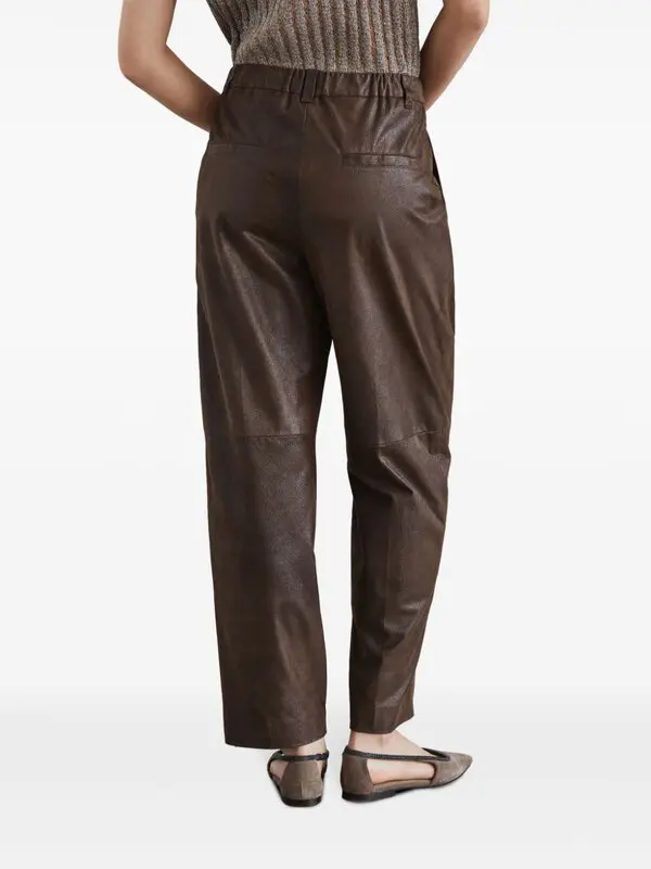 Brunello Cucinelli Straight-leg Leather Trousers