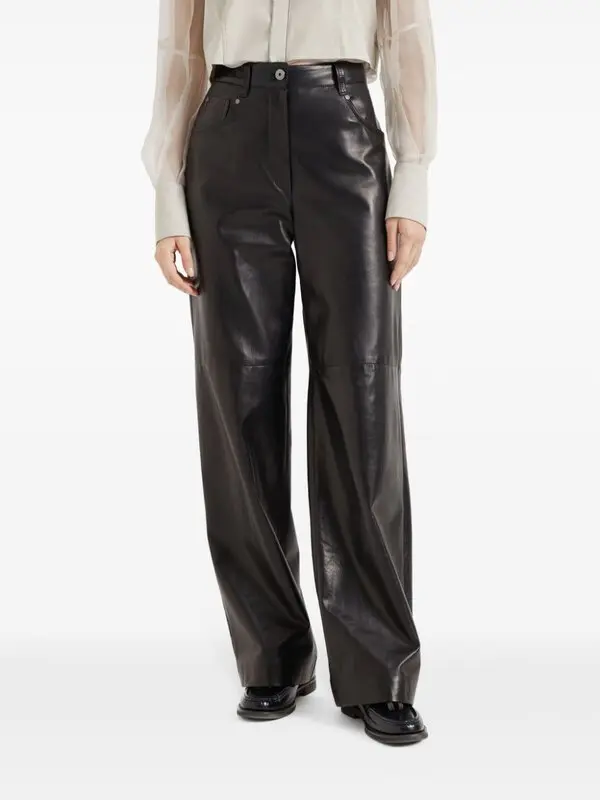 Brunello Cucinelli High-waisted Leather Trousers
