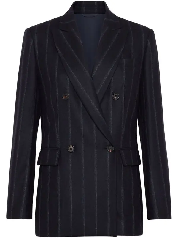 Brunello Cucinelli Double-breasted Pinstriped Blazer