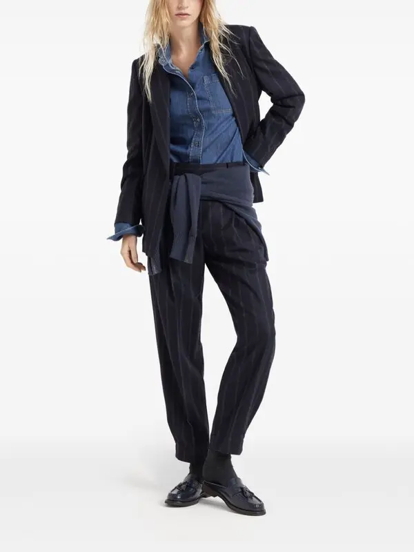 Brunello Cucinelli Double-breasted Pinstriped Blazer