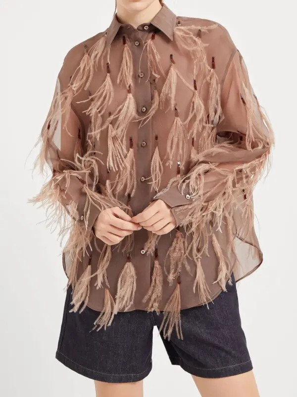 Brunello Cucinelli Feather-detailing Shirt