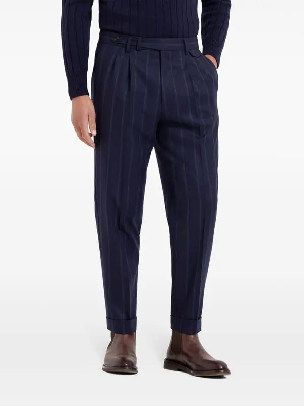 Brunello Cucinelli Pinstriped Wool Trousers