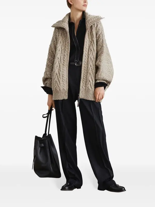 Brunello Cucinelli Monili Detail Wide-leg Trousers - Black