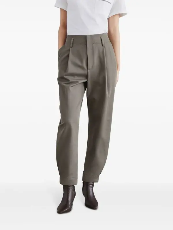 Brunello Cucinelli Tailored Trousers With Monili Detailing - Green
