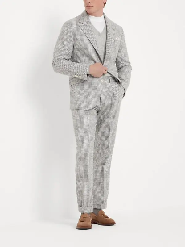 Brunello Cucinelli Houndstooth Alpaca-blend Trousers