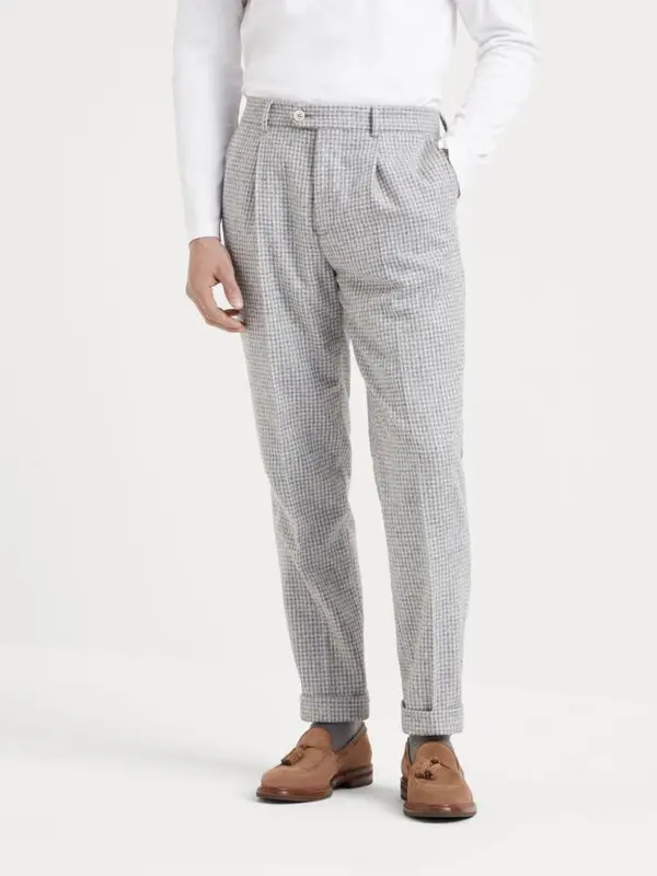 Brunello Cucinelli Houndstooth Alpaca-blend Trousers