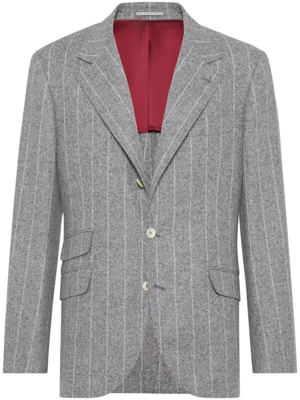 Brunello Cucinelli Speckle-knit Pinstripe Blazer