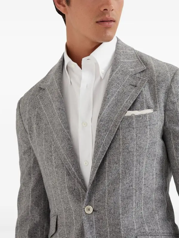 Brunello Cucinelli Speckle-knit Pinstripe Blazer
