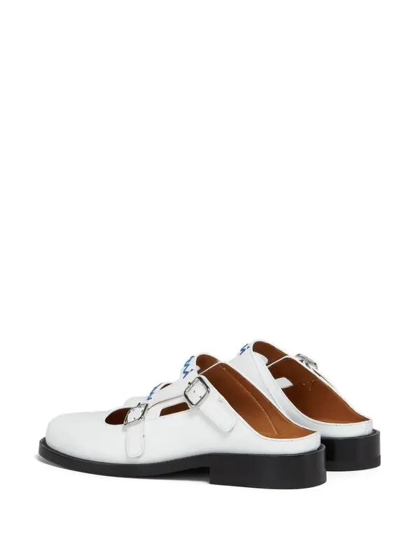 Marni Leather Double Buckle Mule Loafers - White