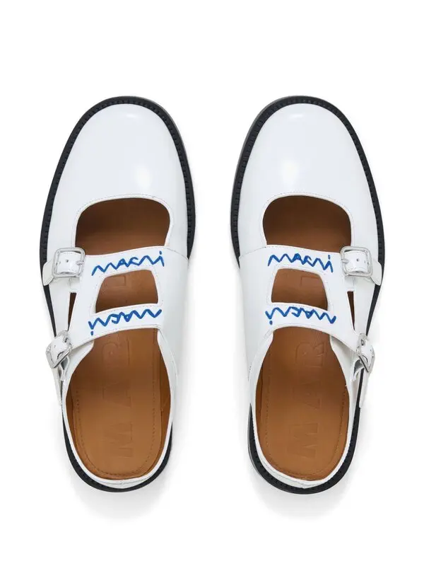 Marni Leather Double Buckle Mule Loafers - White