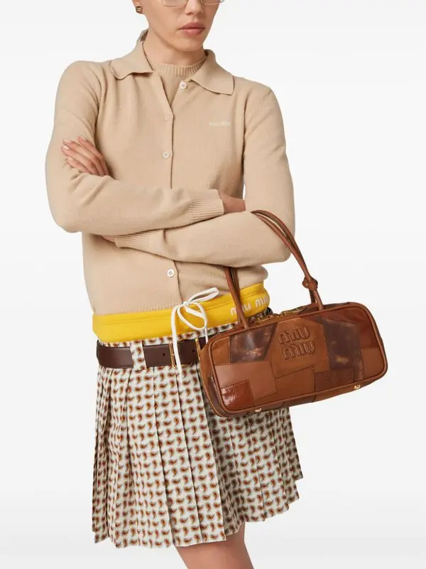 Miu Miu Beau Patchwork Leather Tote Bag - Brown