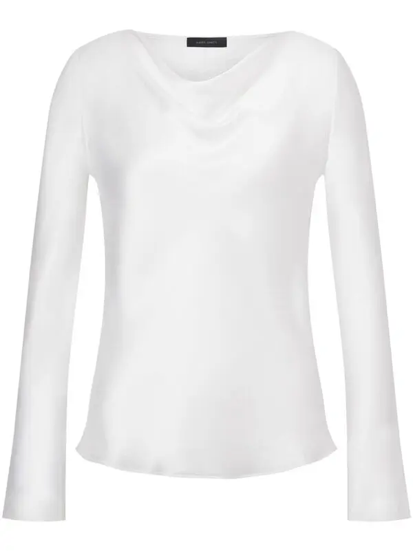 Alberta Ferretti Silk-blend Cowl-neck Top - White