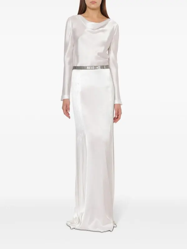 Alberta Ferretti Silk-blend Cowl-neck Top - White
