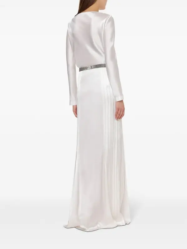 Alberta Ferretti Silk-blend Cowl-neck Top - White